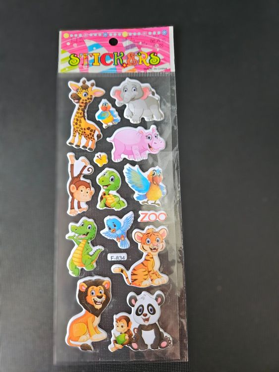 5 Bogen Sticker Aufkleber Etiketten süsse Tiere Basteln (Neu und ...