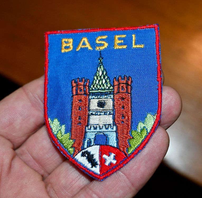 VINTAGE Badge SPALENTOR Basel ST. GALLER STICKEREI d-blau (Gebraucht ...