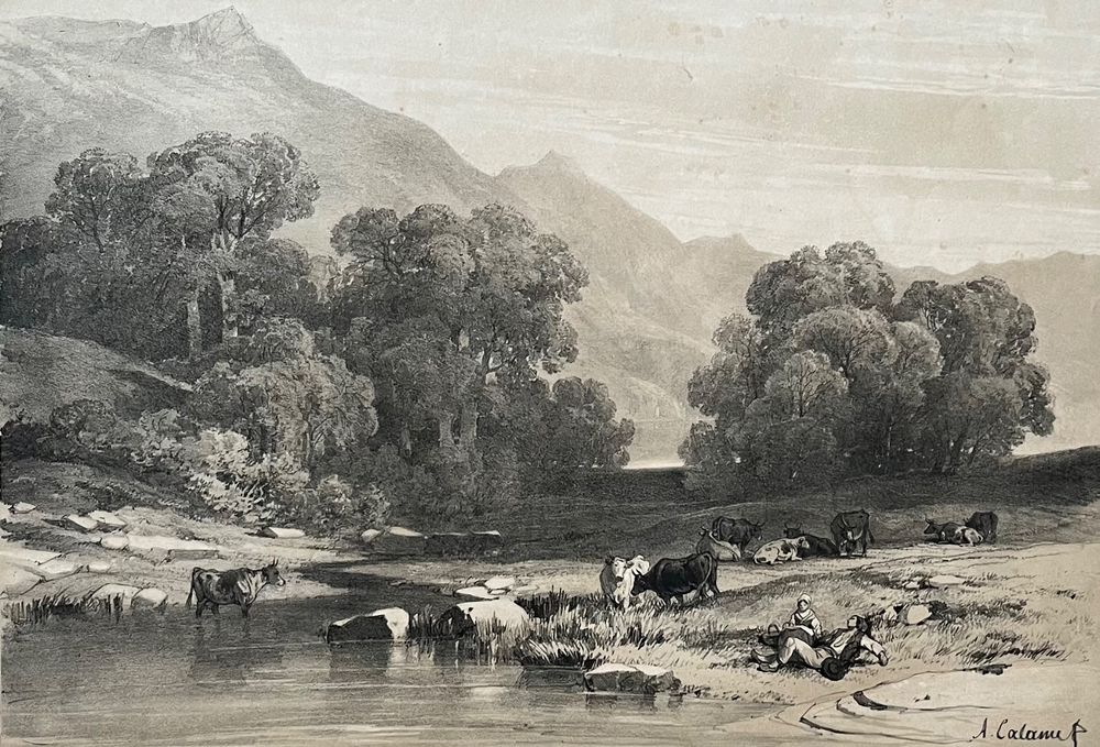 Alexandre Calame (1810-1864) Litho. mit Blindzeichen (Gebraucht) in ...