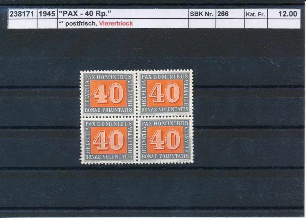 1945 "PAX - 40 Rp." - Viererblock | Kaufen auf Ricardo