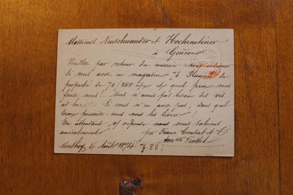 1874 CC schöner Post-O MONTHEY (Firmen-O) gel. nach Genève (Gebraucht ...