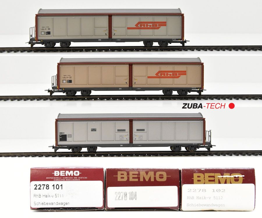Bemo 3x Schiebewandwagen der RhB, H0m GS mit OVP | Kaufen auf Ricardo