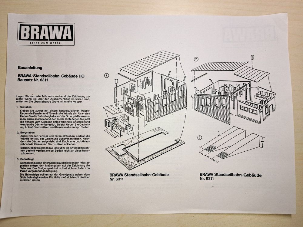 BRAWA-Bausatz Berg- und Talstation für Standseilbahn 6311 (Defekt) in ...