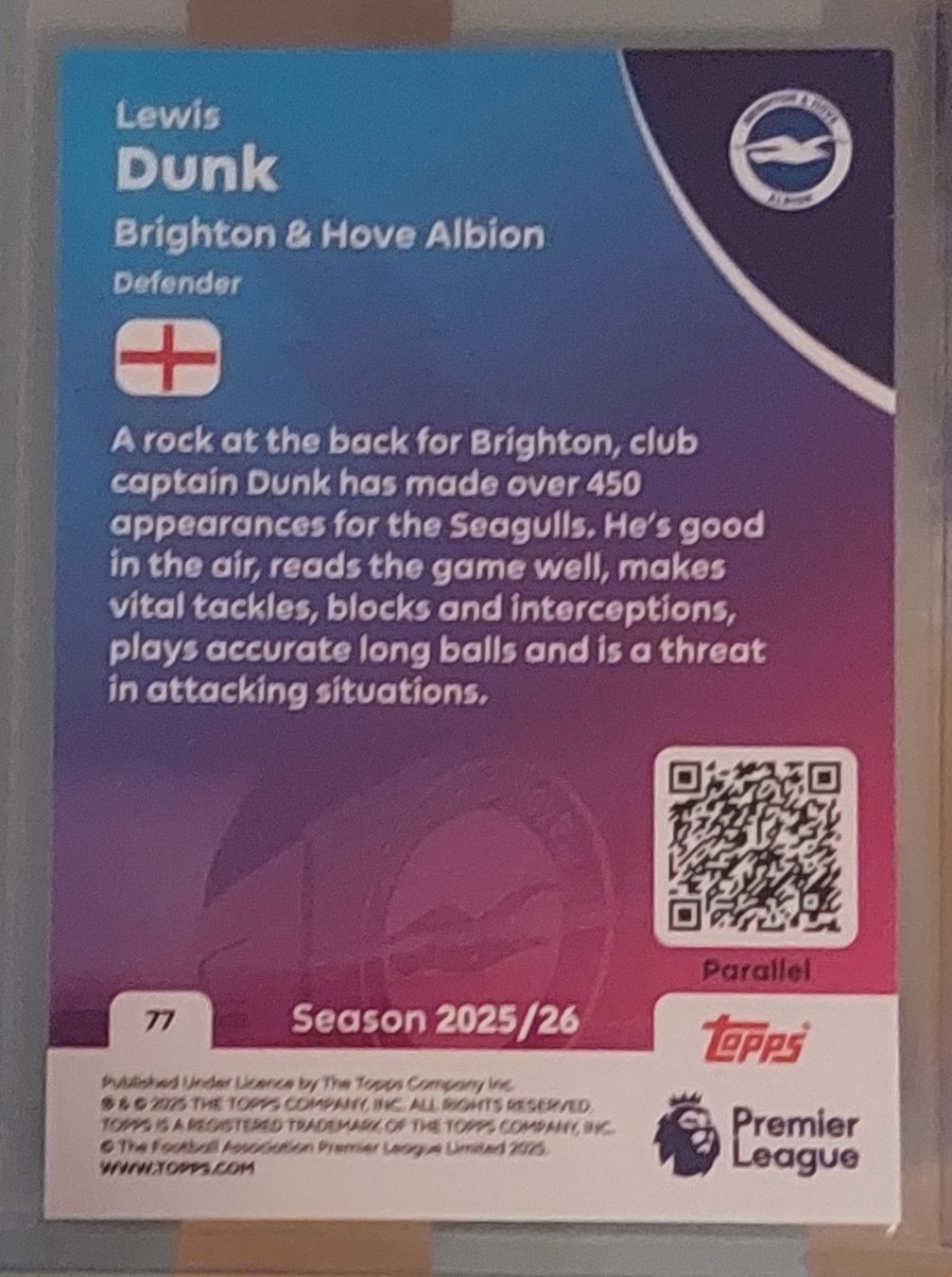 Topps Karten 2026 Nummeriert Lewis Dunk Brighton Hove Albion (Neu ...