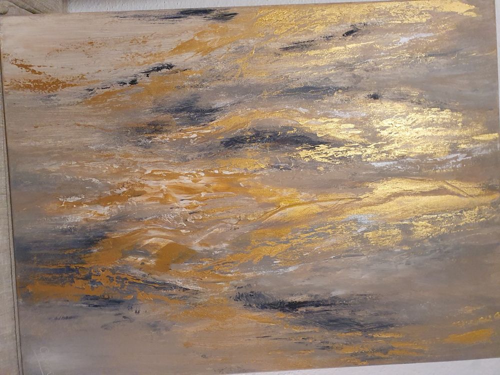 Acrylgemälde mit Gold und grau, 60x80 cm, tolles Abstrakt (Neu und originalverpackt) in Beinwil ...