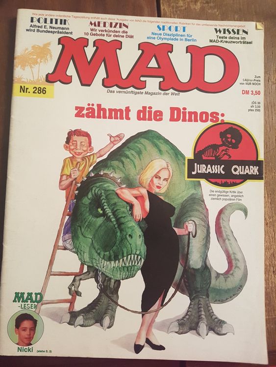 Mad Nr. 286 Mad zähmt die Dinos Jurassic Quark Okt.1993? (Gebraucht) in ...