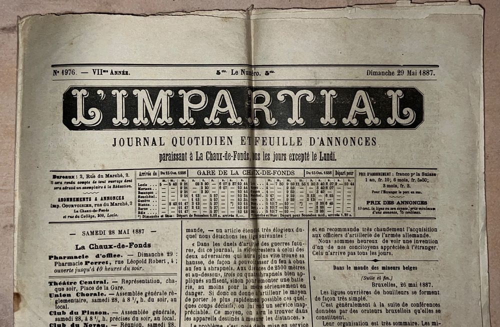 2 pages journal l’ Impartial 1887 art. militaire 4 pages | Kaufen auf ...