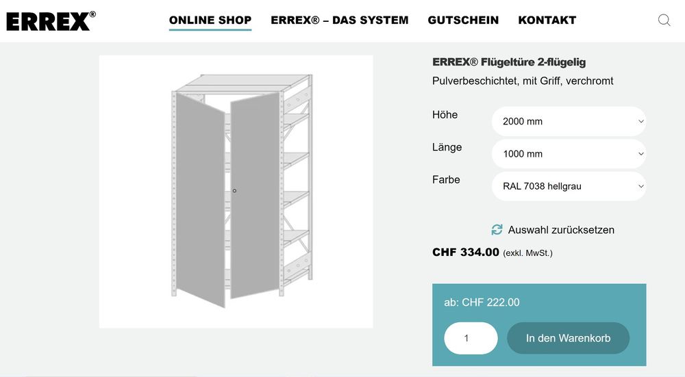 ERREX® Flügeltüre 2-flügelig, Stangenverschluss (Gebraucht) in Zürich ...