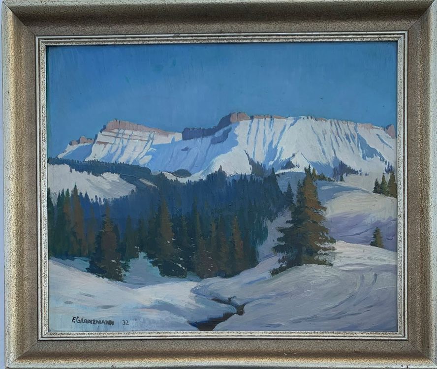 E.Glanzmann Winterlandschaft Gemälde | Acheter sur Ricardo