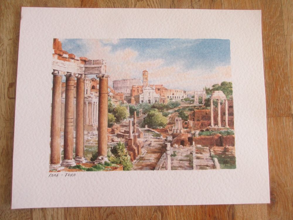 Aquarell Rom Forum Kolosseum handgemalt ( Replik/Kopie) (Neu (gemäss Beschreibung)) in Hasle LU ...