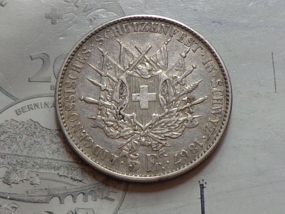 Eidgenössische Scützentaler 5 Fr. Schwyz 1867 - TOP | Kaufen auf Ricardo