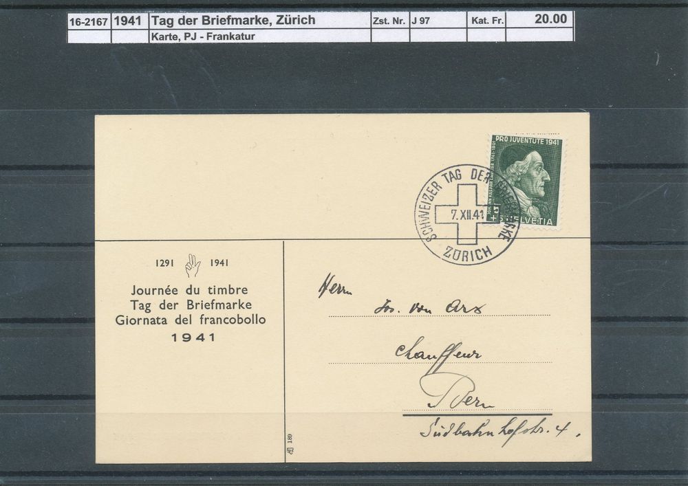1941 Tag der Briefmarke "Zürich" - Karte | Kaufen auf Ricardo
