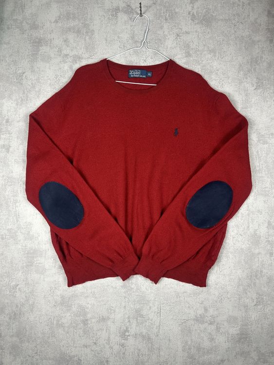 Pull Ralph Lauren Rouge avec coudière bleu - Taille L (Neu (gemäss ...