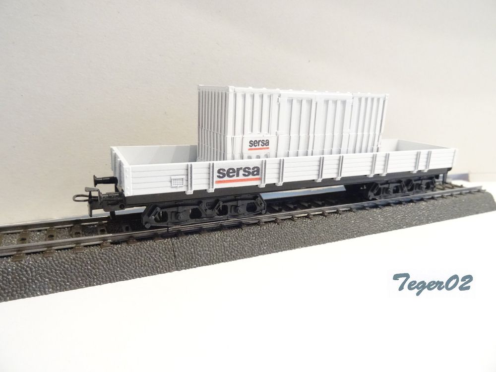 Märklin H0 4473 sersa Niederbordwagen mit sersa Container (Neu (gemäss Beschreibung)) in ...