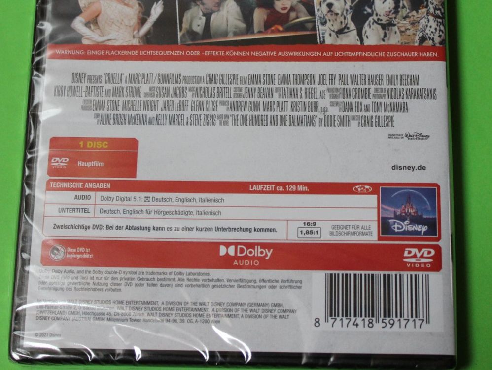CRUELLA (101 Dalmatiner) (Walt Disney) DVD 2021 OVP | Kaufen auf Ricardo