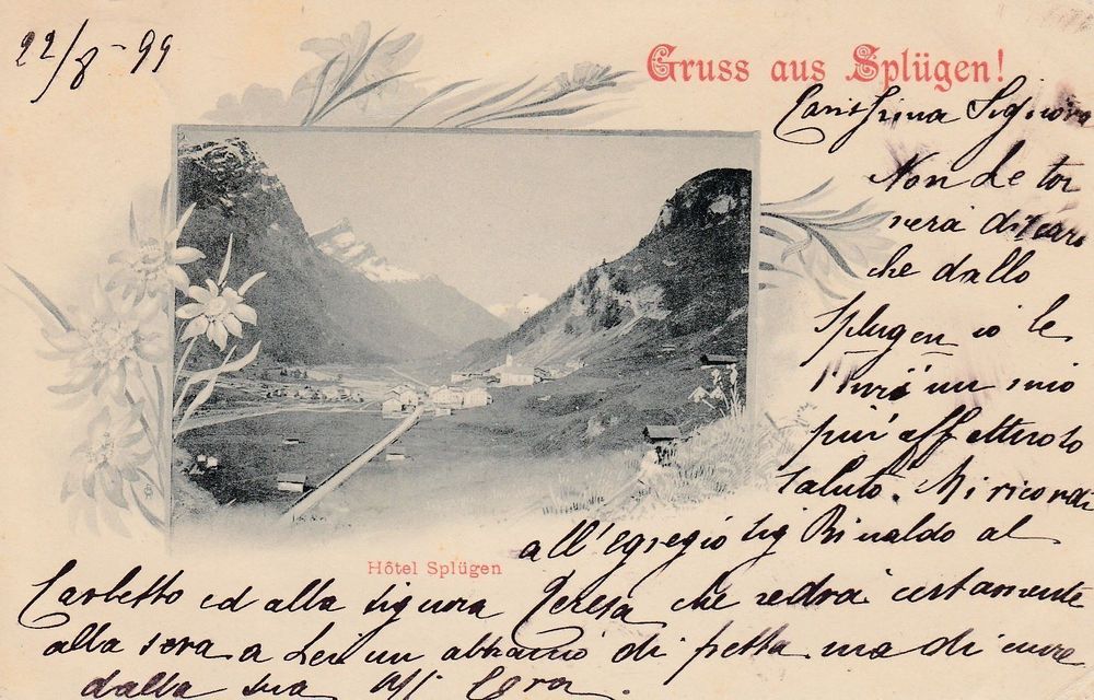 Splügen GR - Hôtel Splügen um 1899 (Gebraucht) in Niedergesteln für CHF 4.8 – mit Lieferung auf ...