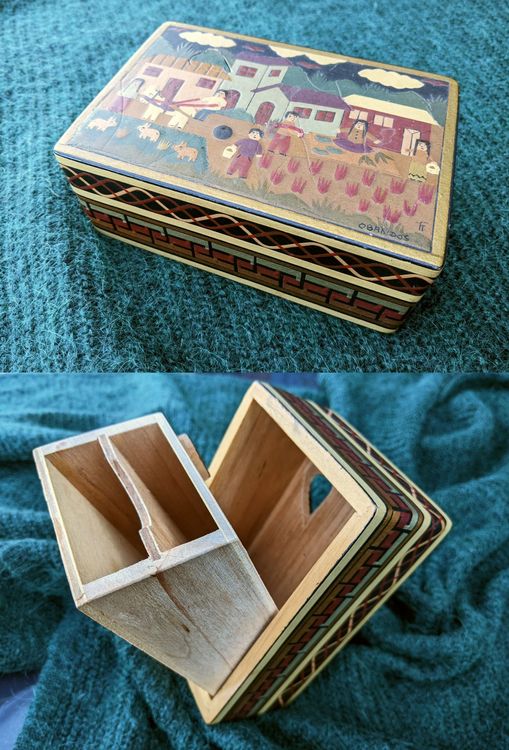 BOÎTE À SECRETS signée OBANDO - Colombie Barniz de Pasto (Neu (gemäss Beschreibung)) in Petit ...