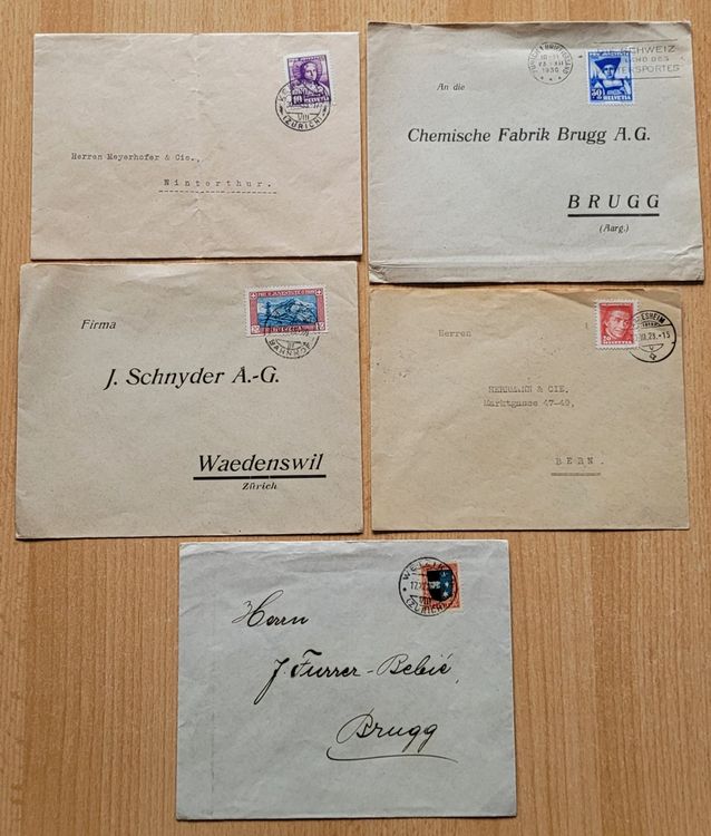 5 lettres avec timbres PRO JUVENTUTE (Gebraucht) in Ste-Croix für CHF 1 – mit Lieferung auf ...