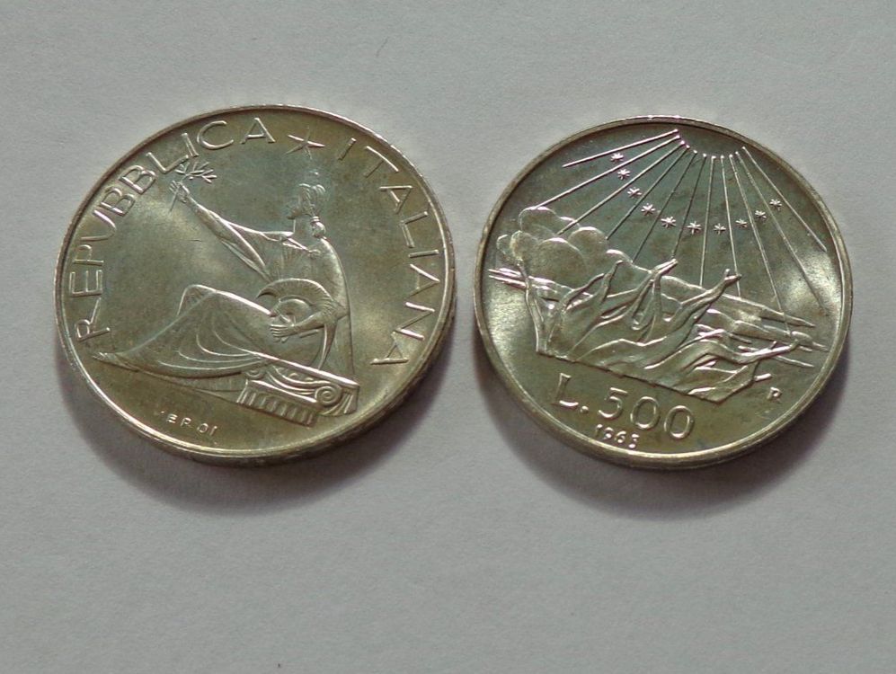 2 x 500 Lire Silbermünze Italien 1961 Quadriga - Dante (Gebraucht) in Zürich für CHF 24 – mit ...