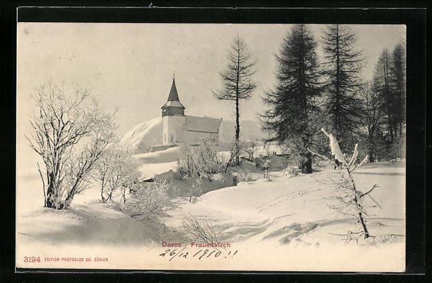 AK Davos-Frauenkirch, Kirche im Winter | Kaufen auf Ricardo