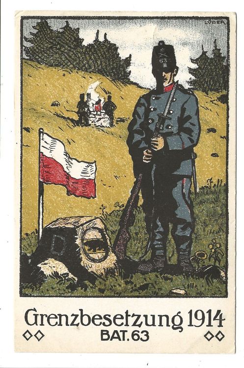 Grenzbesetzung 1914 - Einheitskarte BAT. 63 - Feldpost 1915 | Kaufen auf Ricardo