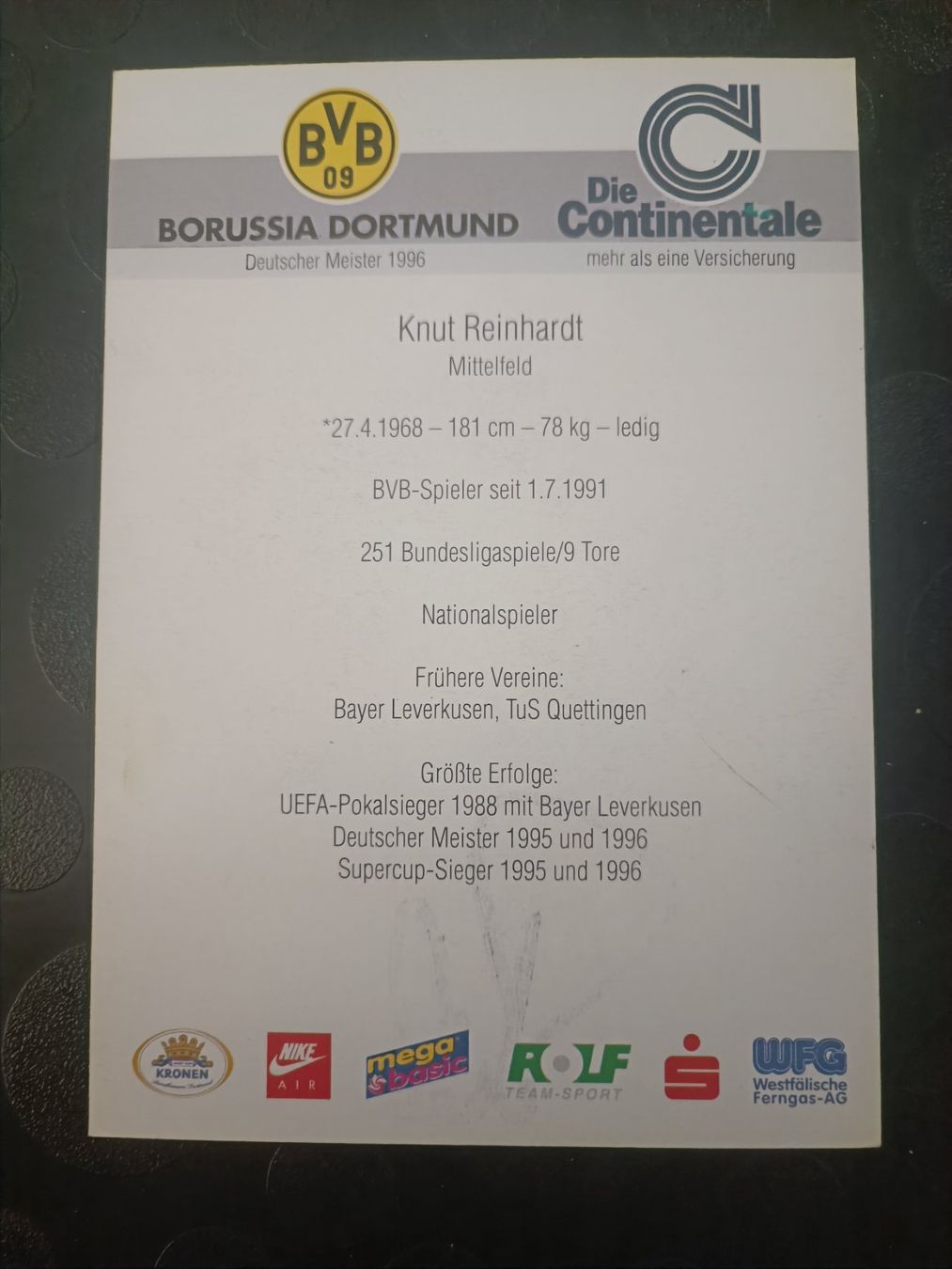 Knut Reinhardt - BVB 96/97- Meister & Champions League (Gebraucht) in ...