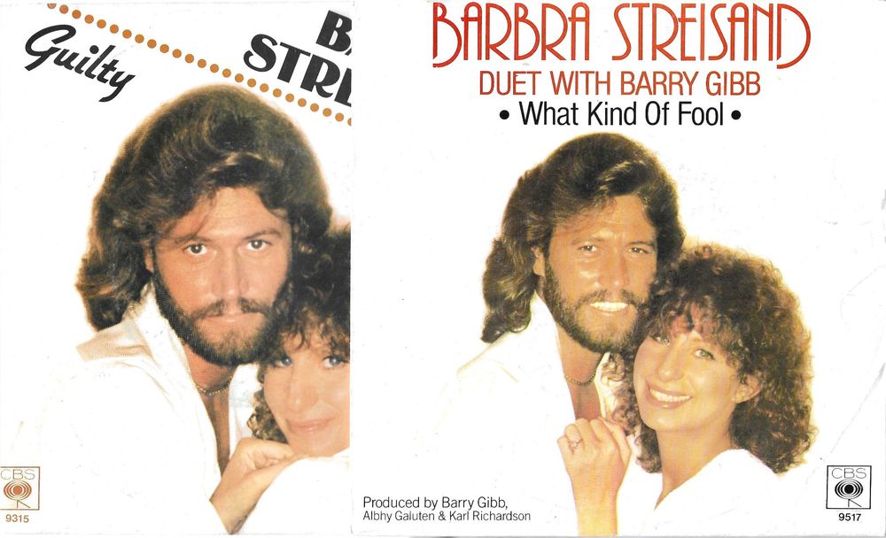 Barbra Streisand & Barry Gibb 2 SP's - Guilty & What Kind Of (Gebraucht ...