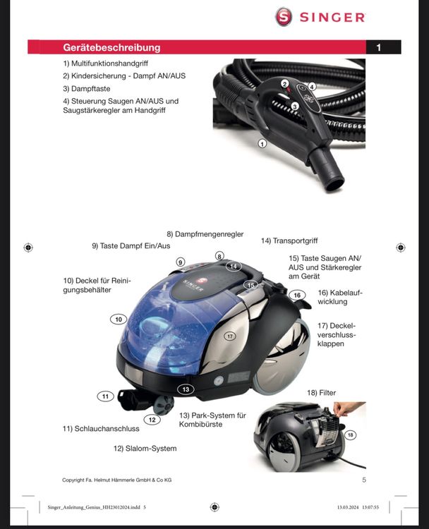 SINGER "Genius" Dampfsauger Multifunktionsgerät - NEU! (Neu und originalverpackt) in Siebnen für ...
