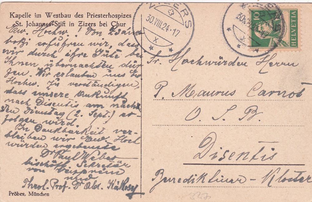 Kapelle St. Johannesstift in Zizers bei Chur 1924 (Gebraucht) in ...