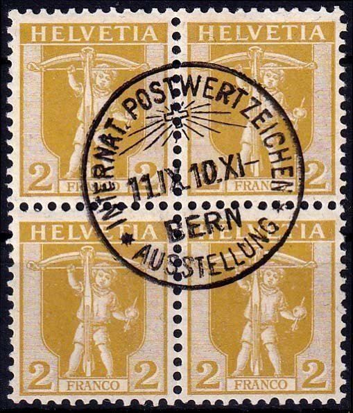 1907 Tellknabe Nr. 101 Viererblock gest., signiert Hunziker (Gebraucht) in Aesch BL für CHF 110 ...