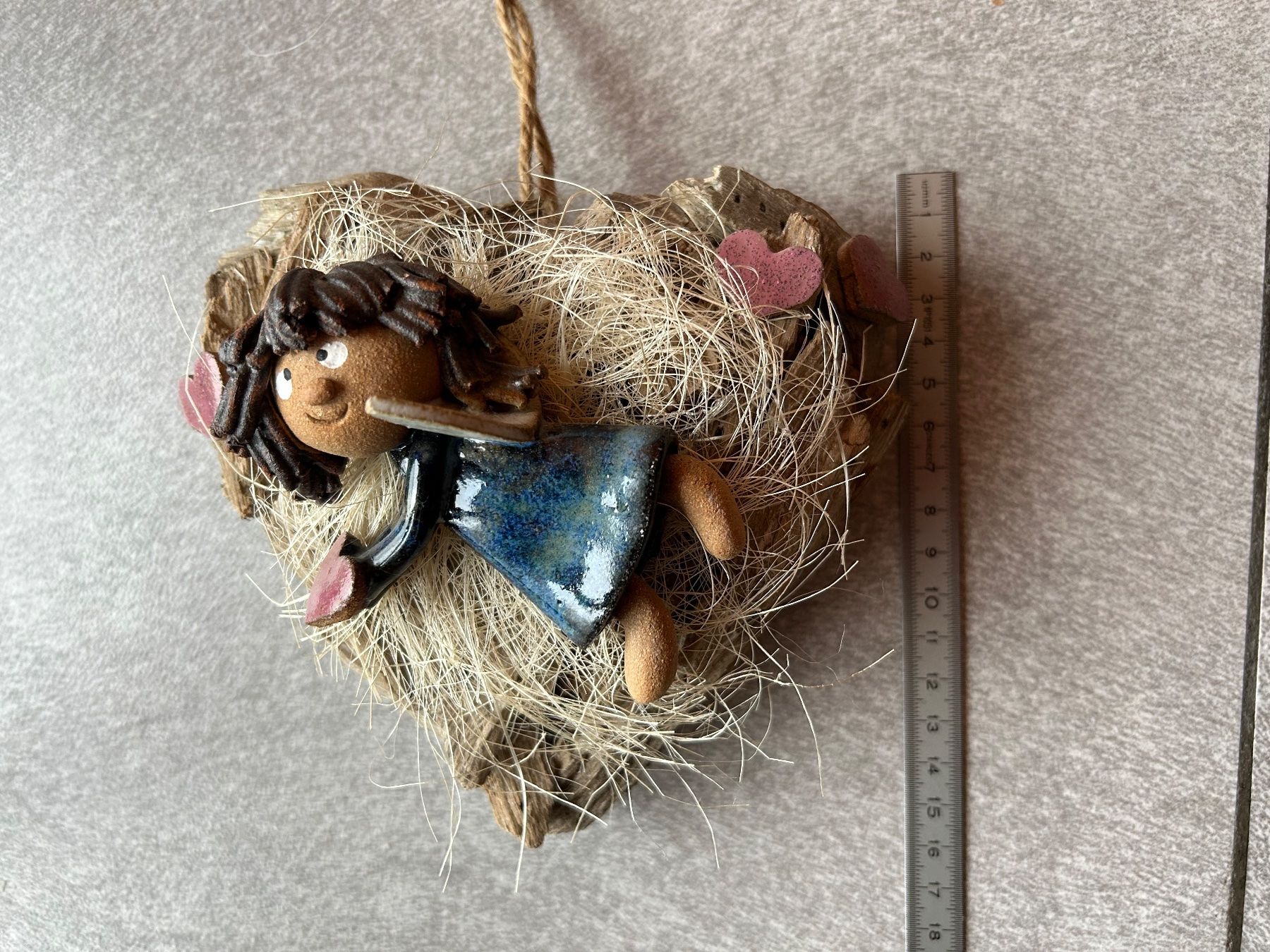 Décoration en forme de cœur en bois avec angel 16 cm (Neuf (Voir ...