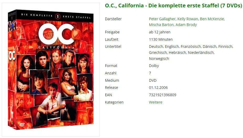O.C., California - Die komplette erste Staffel (7 DVDs) | Kaufen auf ...