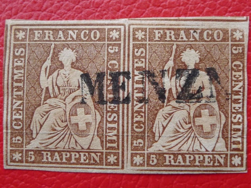 Strubel: 22G (22B4.a) Paar mit Stab-Stempel: MENZNAU LU R!! (Gebraucht) in Sursee für CHF 50 ...