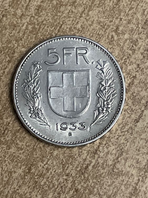 5 Franken Schweiz 1933 Silber (Gebraucht) in Schlossrued für CHF 12 – mit Lieferung auf Ricardo ...