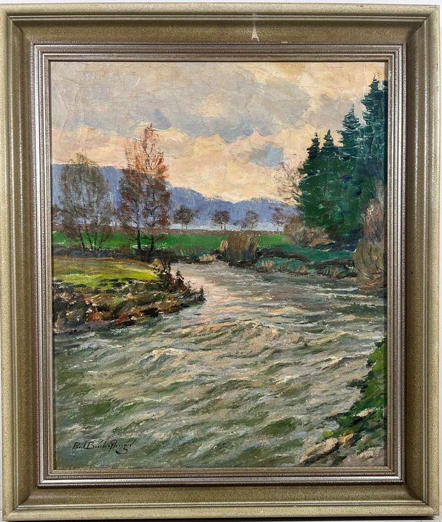 Landschafts Gemälde Unleserlich Signiert | Kaufen auf Ricardo