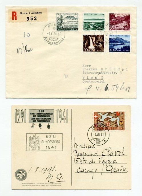 PRO PATRIA 1954 GELAUFENER FDC + bUNDESFEIERKARTE 1941 LUXUS (Gebraucht) in Sarmenstorf für CHF ...