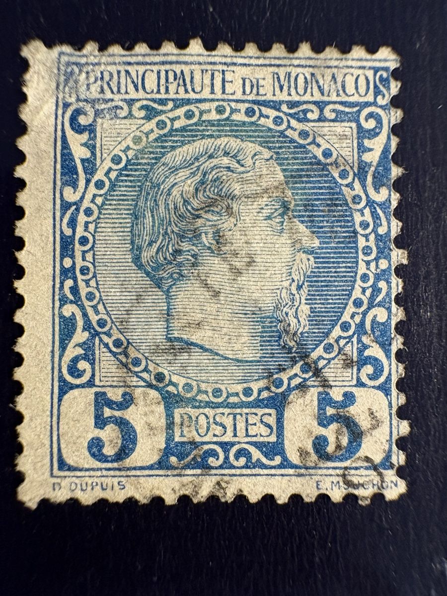 Charles III - Monaco- 5ct bleu oblitéré - 1885 (D'occasion) à Renens VD ...