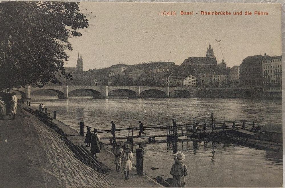 BASEL - Rheinbrücke und die Fähre - 1918 | Kaufen auf Ricardo