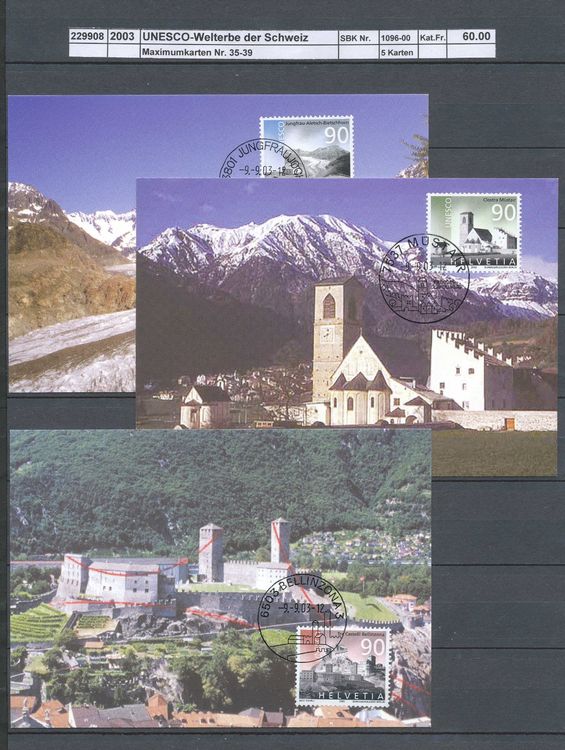 2003 UNESCO - Welterbe der Schweiz - Maximumkarten | Kaufen auf Ricardo