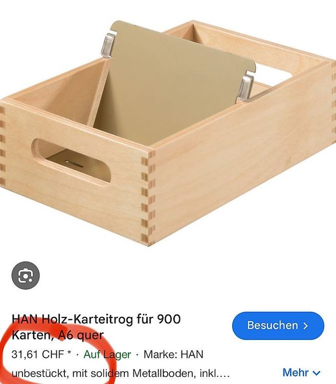 neuer HAN Holz-Karteitrog für 900 Karten, A6 quer (Neu und ...