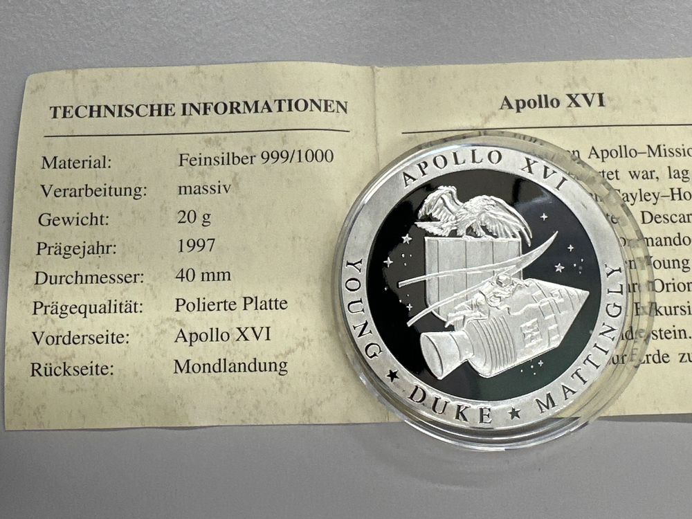 Medaille Silber 999 20g Eroberung des Weltraums Apollo (Neu und ...