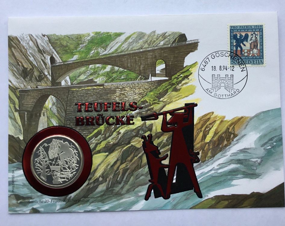 20 Franken 1994 Schweiz - Silber - Teufelsbrücke (Gebraucht) in Schlieren für CHF 22 – mit ...