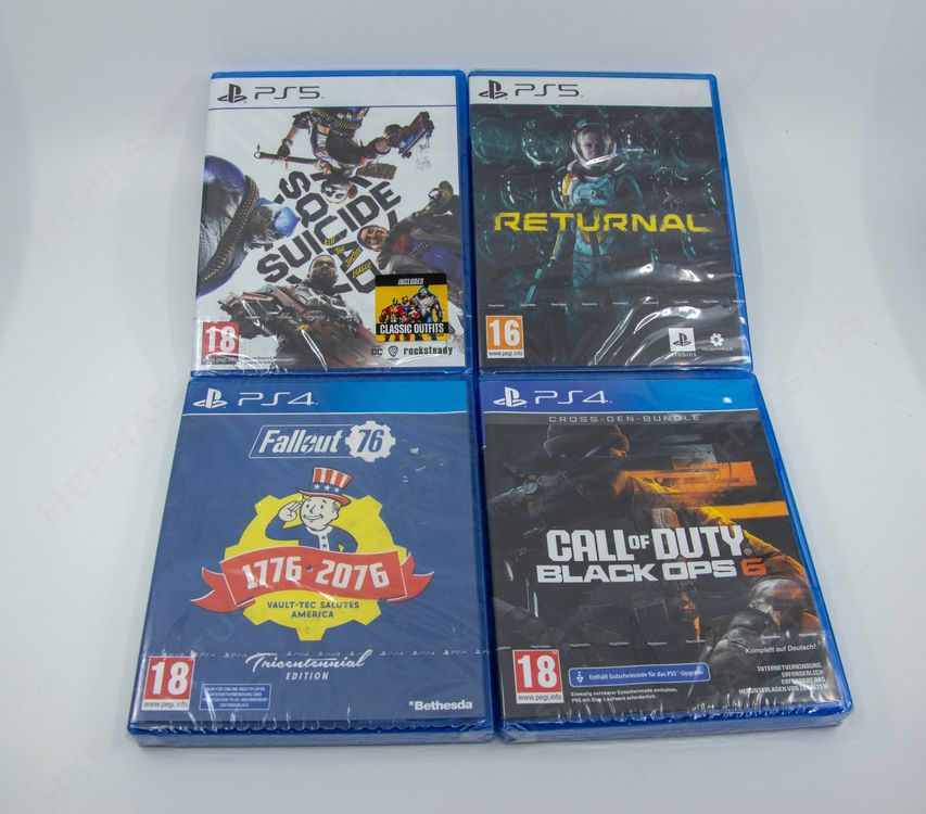 4x PS5/PS4: Suicide Squad, Returnal, Fallout 76, Black Ops 6 (Neu und originalverpackt) in ...