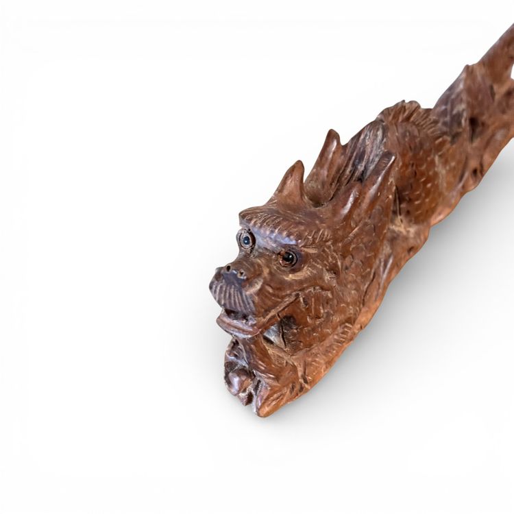 Chinesischer Holzdrache aus Buchsbaum – handgeschnitzt, 24,5 (Gebraucht ...