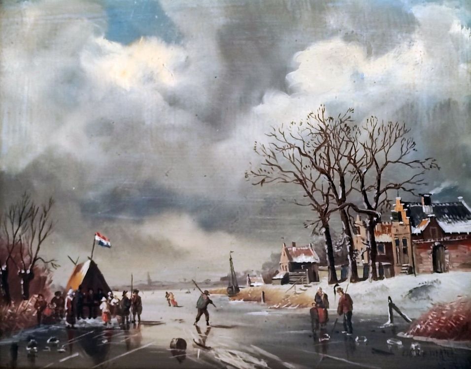 RUDOLF HENRIK OLDEMAN – Wintertje, Öl auf Holz | Kaufen auf Ricardo