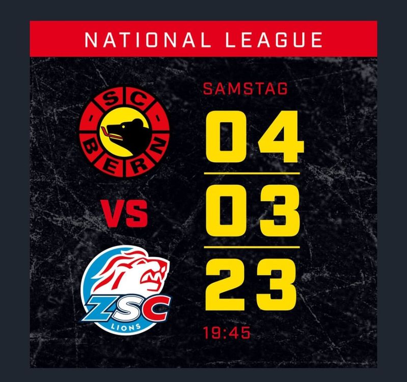 2 TOP Sitzplätze SCB vs. ZSC Lions | Kaufen auf Ricardo