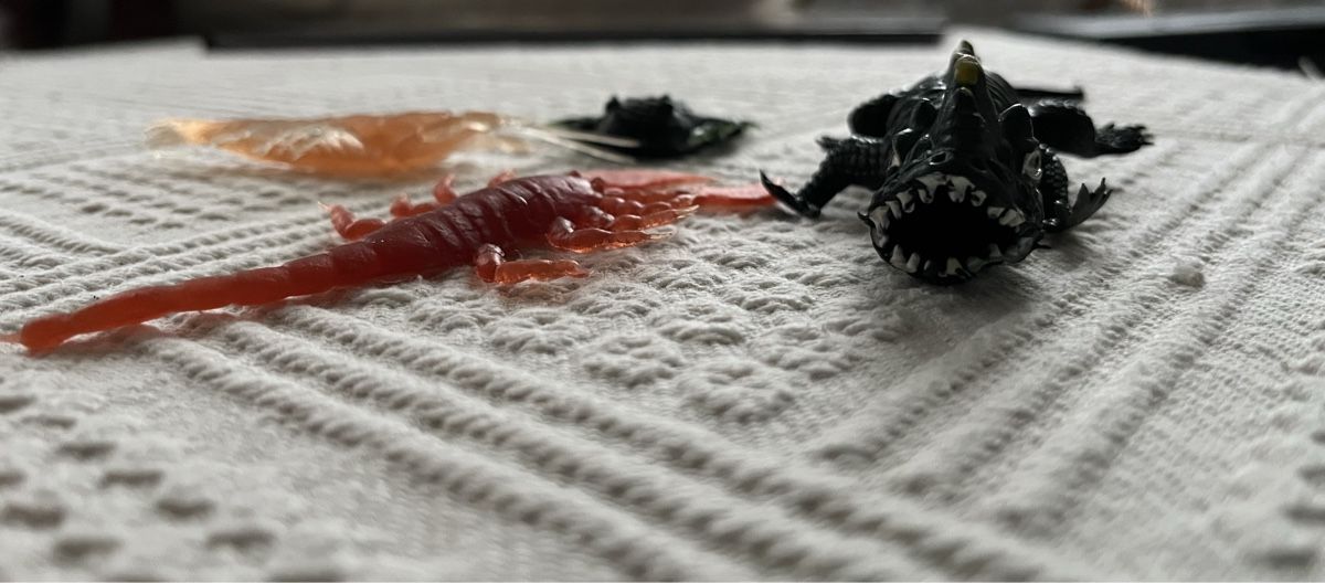 4 Gummi-Tiere Skorpion Frosch Krabbe Echse z.B. für Fasnacht (Neu ...