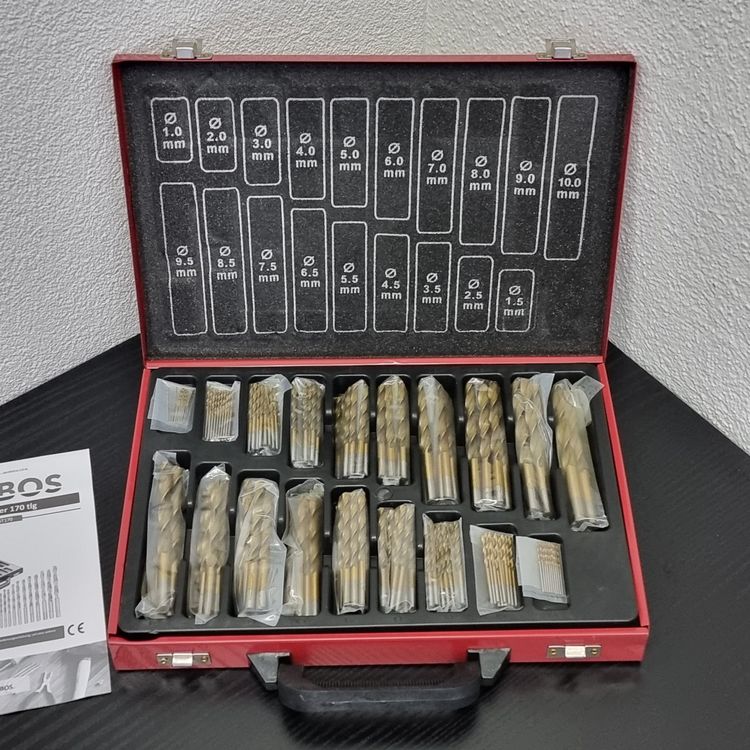 Bohrer Set 1-10mm - 170 teilig - Metallbohrer Arebos HSS TiN (Neu und ...