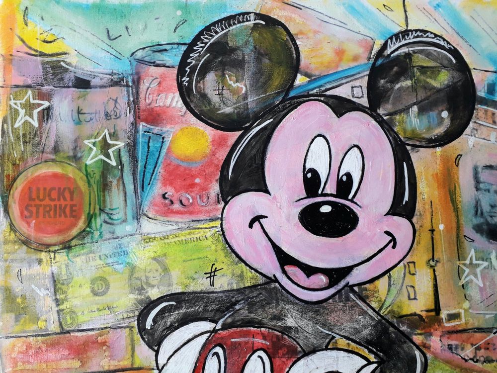 Gemälde Pop Art Mickey Mouse Original/Unikat auf Leinwand (Neuf avec emballage d'origine) à ...