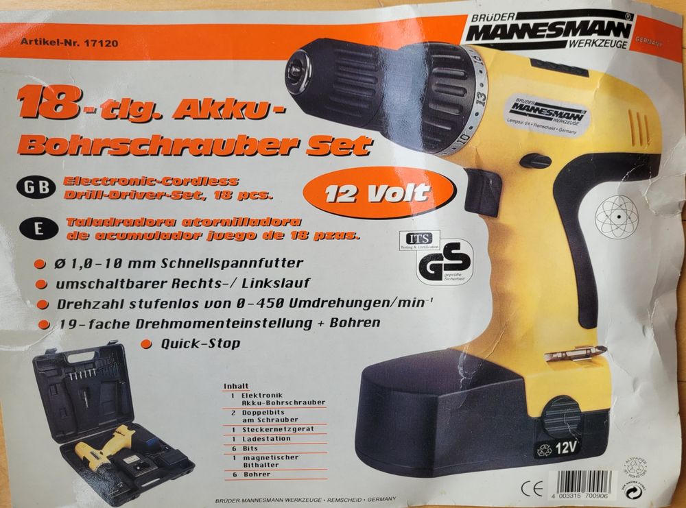 Bruder Mannesmann Adac Akku Bohrschrauber